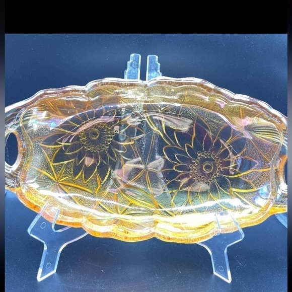 Kitchen | Vintage Amber Gold Depression Glass 1 Relish Dish Merigold ...